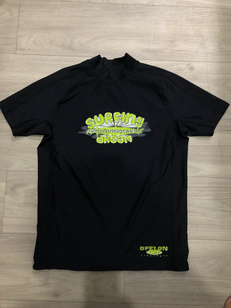 Surf top rash guard baju renang lengan pendek Opelon Hitam not roxy ...