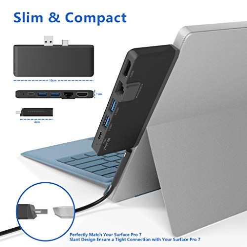 Surface Pro 7 USB Hub , 6-in-2 Surface Pro 7 Docking Station with 4K ...