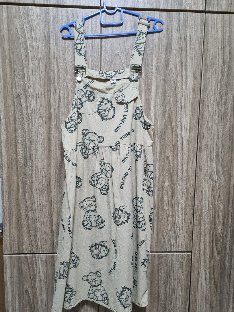 Teddy bear overalls pinafore outer dress, Women's Fashion, Dresses ...