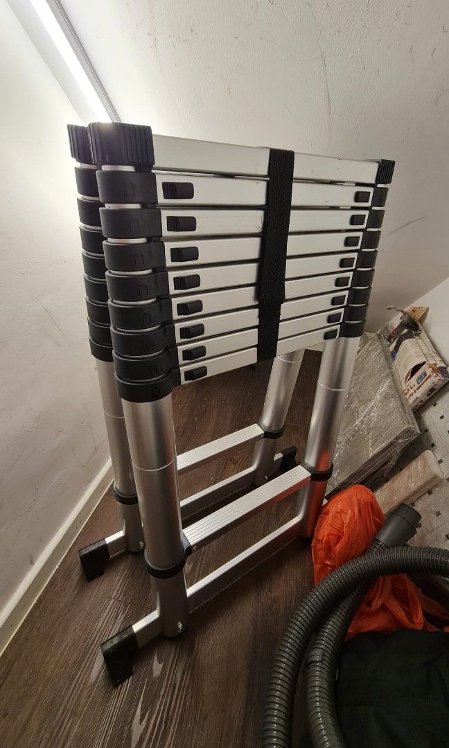 Telescopic ladder 10 steps, Furniture & Home Living, Home Improvement ...