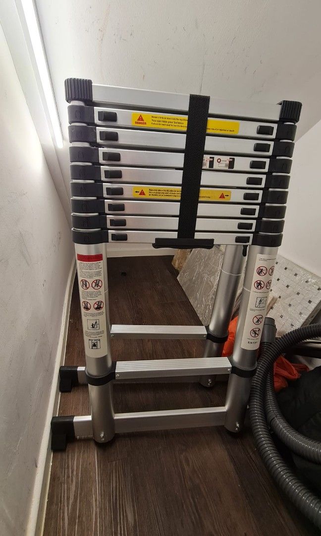 Telescopic ladder 10 steps, Furniture & Home Living, Home Improvement ...