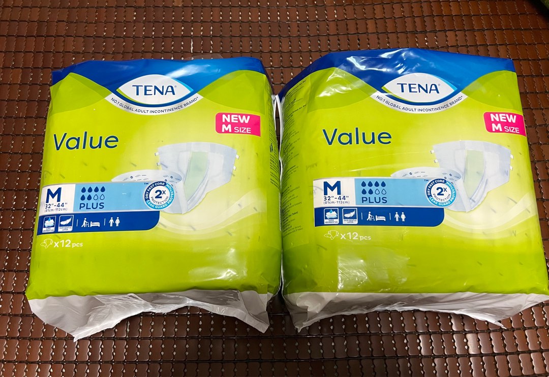 Tena Adult Diapers (12 Pcs M Size), Health & Nutrition, Assistive & Rehabilatory Aids, Adult ...