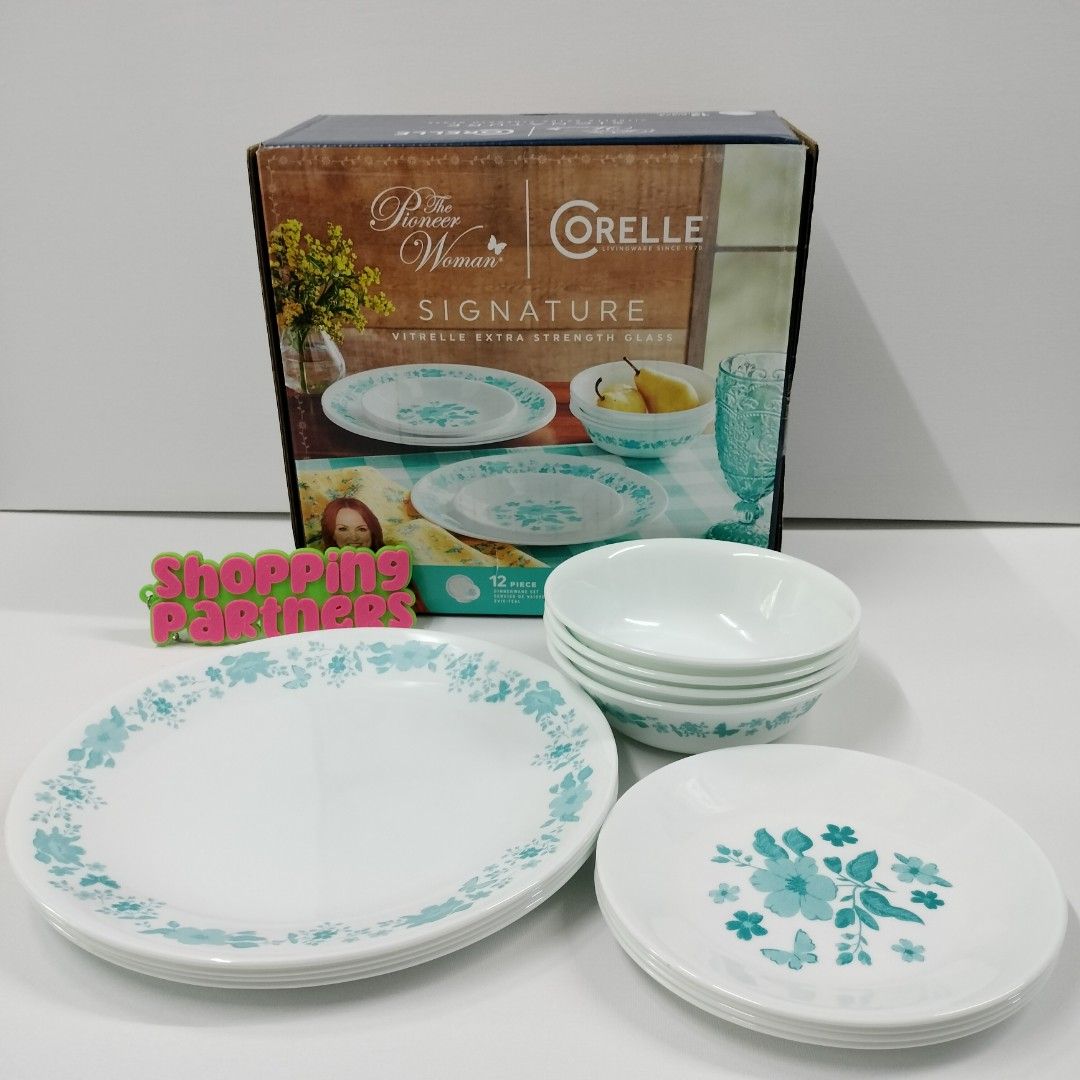 THE PIONEER WOMEN BY CORELLE 12PCS DINNERWARE SET EVIE IN TEAL ...