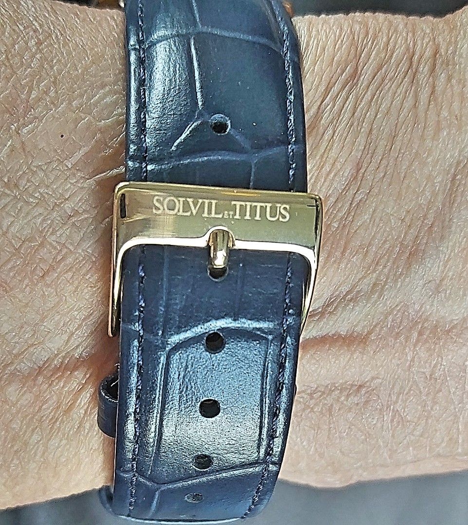 Titus Automatic Moonphase Sapphire Original Blue Leather Strap, Men's ...