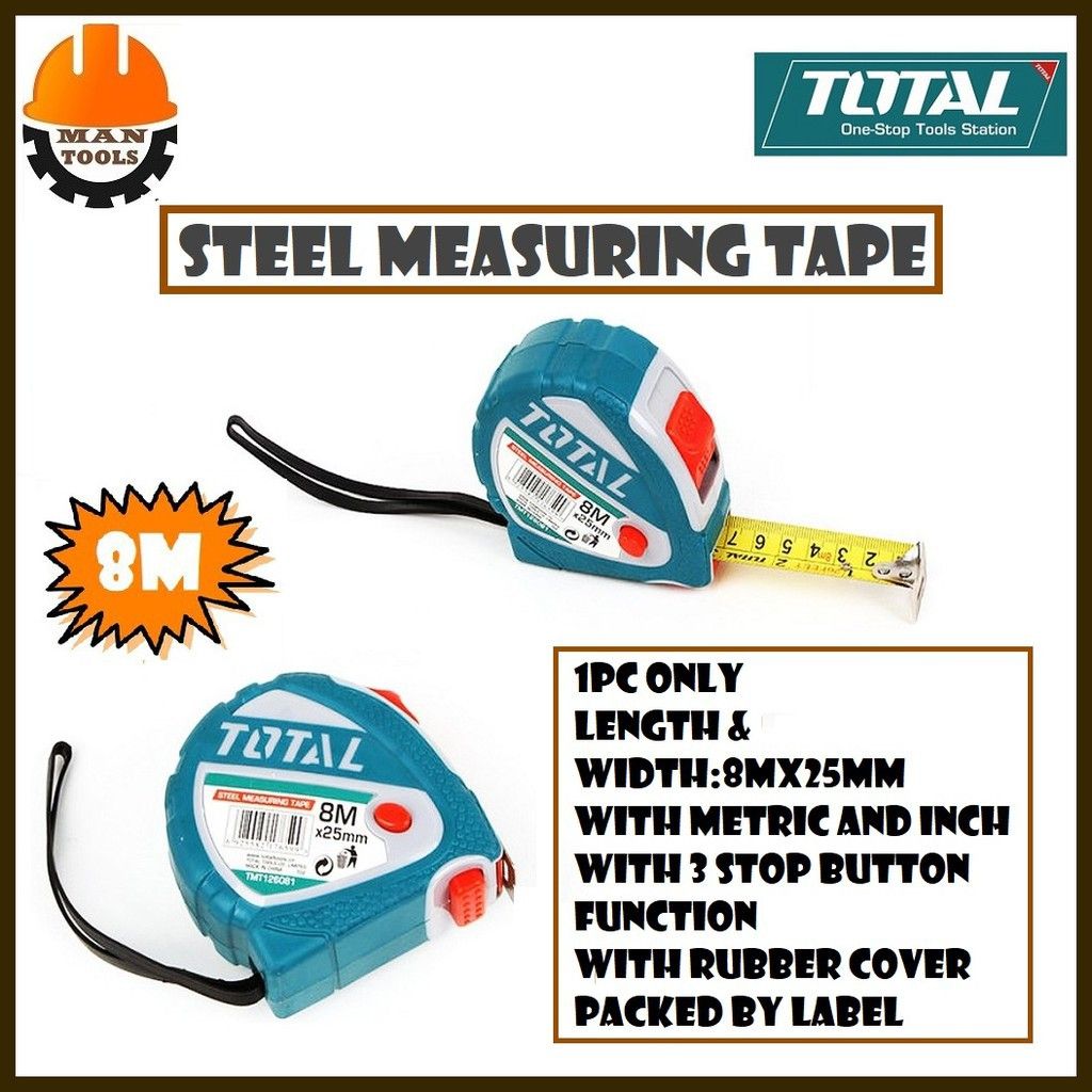 TOTAL Steel Measuring Tape 8m X 25mm TMT126081, Commercial & Industrial ...