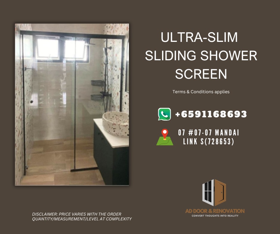 Ultra-Slim Sliding Shower Screen, Furniture & Home Living, Bathroom ...
