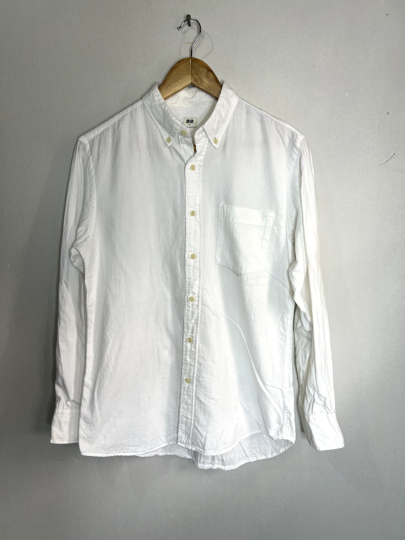 UNIQLO Plain White Polo Long Sleeves, Men's Fashion, Tops & Sets ...