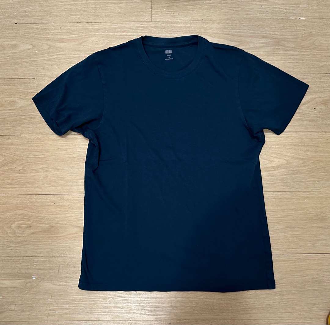 Uniqlo Supima Tshirt Navy Blue, Men's Fashion, Tops & Sets, Tshirts ...