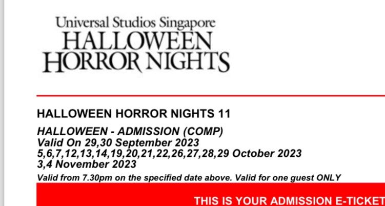 USS HHN 11 2023 TICKETS, Tickets & Vouchers, Event Tickets on Carousell