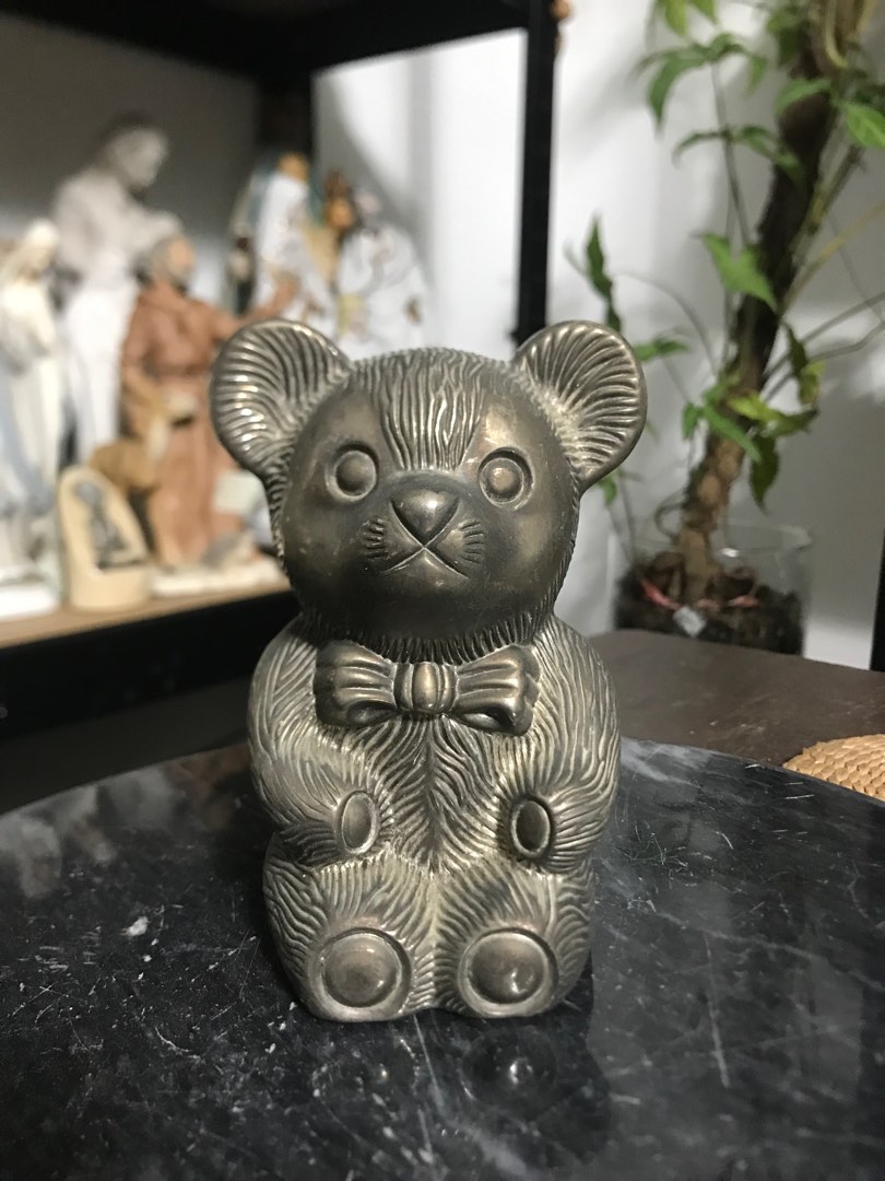 Vintage silver plated teddy bear coin bank, Hobbies & Toys, Memorabilia ...