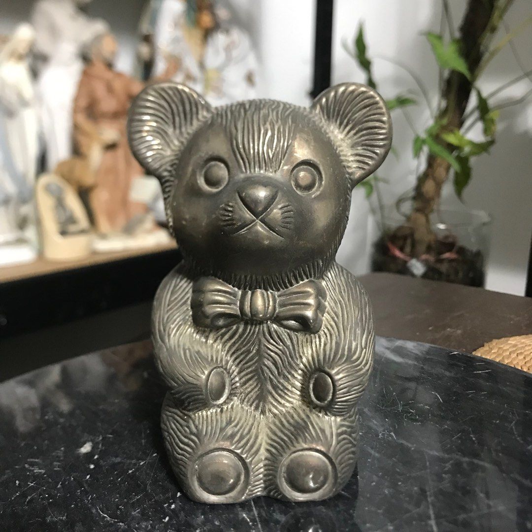 Vintage silver plated teddy bear coin bank, Hobbies & Toys, Memorabilia ...