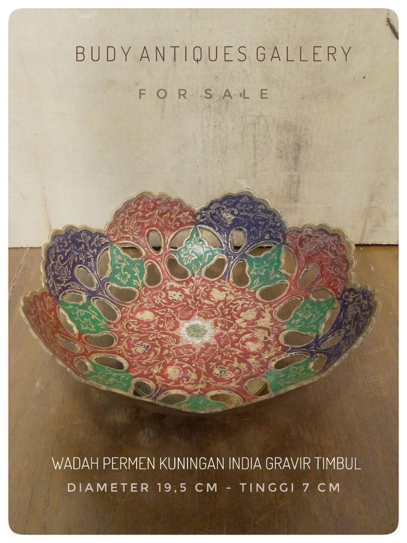 Wadah Permen Kuningan Gravir India, Perabotan Rumah di Carousell