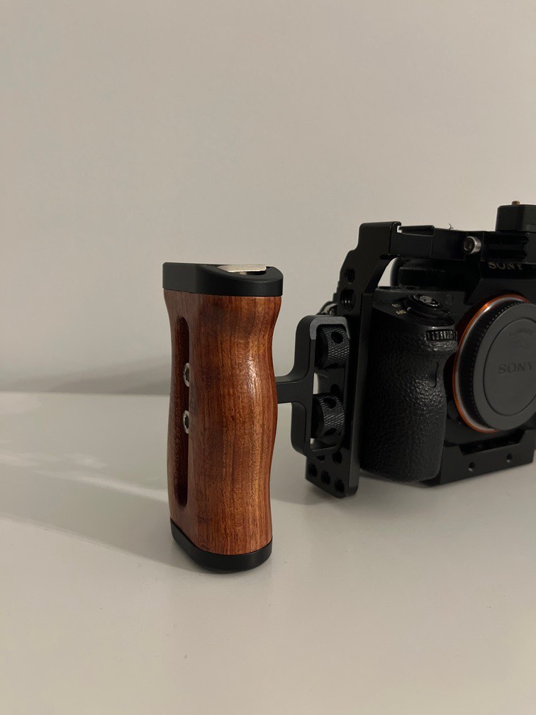 Wooden hand grip for camera cage, Photography, Photography Accessories ...