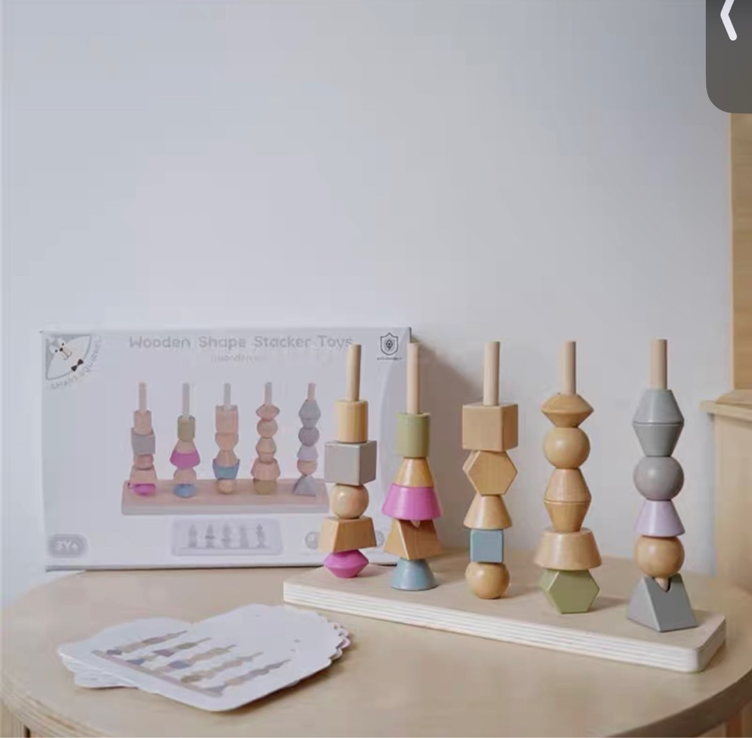 Wooden shape stacker, Babies & Kids, Infant Playtime on Carousell