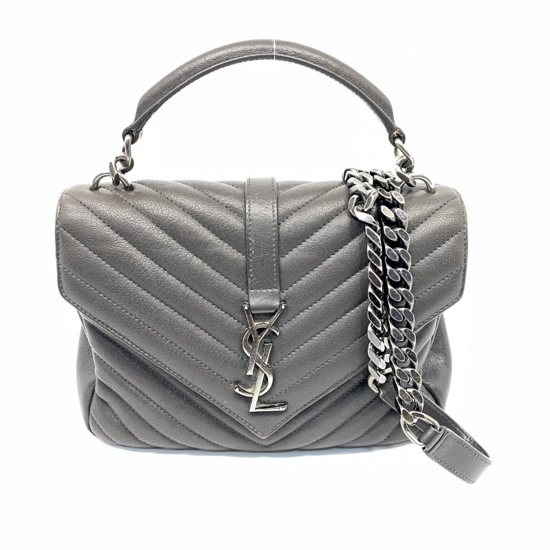 YSL Medium College Bag in Grey and Silver Hardware, Luxury, Bags ...