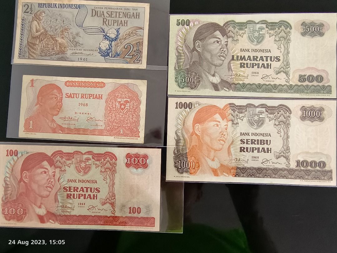 1961 & 1968 Indonesia Rupiah Banknotes (5 notes), Hobbies & Toys ...