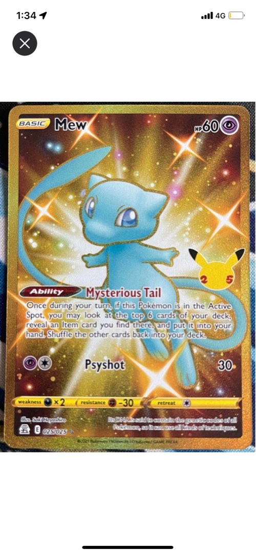 25th anniversary gold mew, Hobbies & Toys, Toys & Games on Carousell