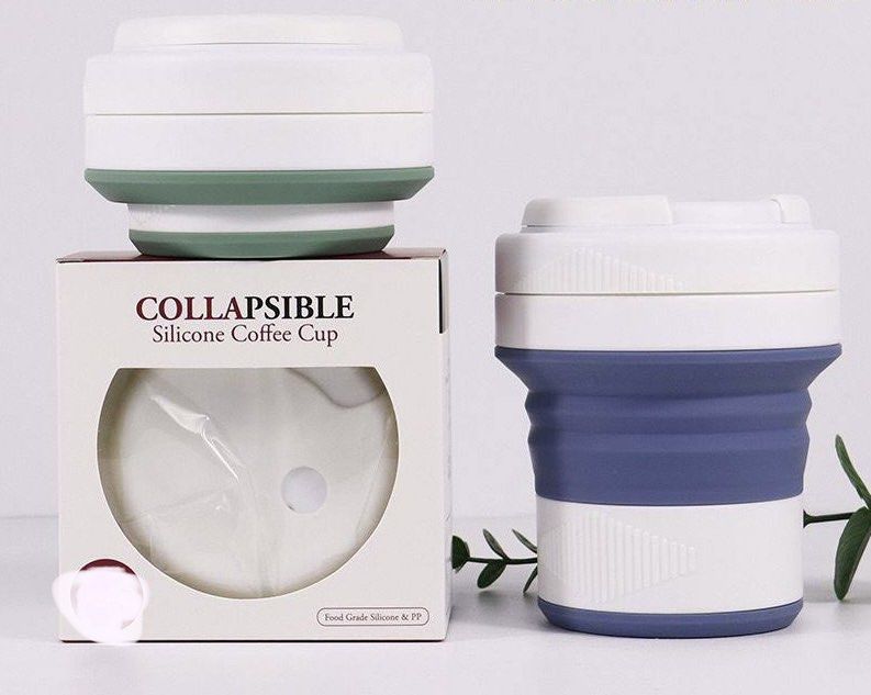 全新 collapsible coffee cup 550ml 環保耐冷 耐熱折疊 咖啡隨行杯 食品級矽膠伸縮杯 吸管杯, 哩哩扣扣, 其他在旋轉拍賣