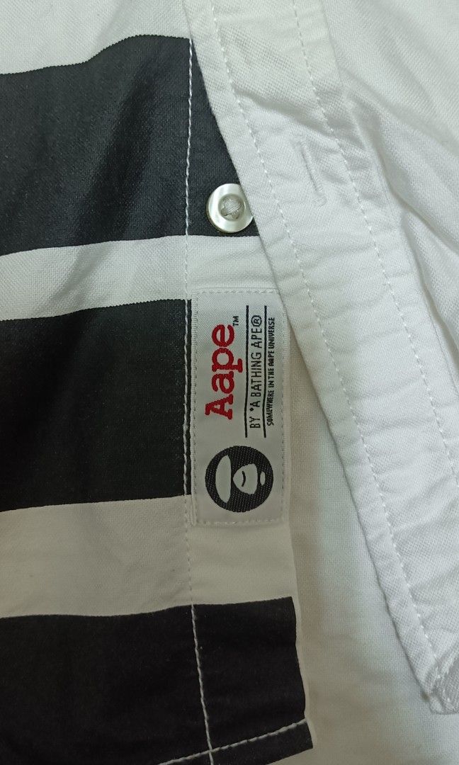 AAPE by bape mens long sleeves polo, Men's Fashion, Tops & Sets, Formal Shirts on Carousell