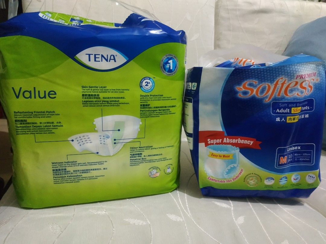 bundle of Softess Adult Diaper pants - 4, TENA - 10, Health & Nutrition ...