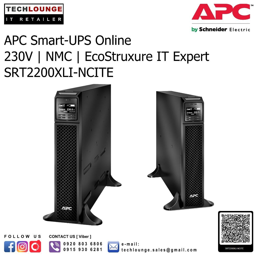 APC SMART-UPS ONLINE SRT2200XLI-INCITE - 2200VA, Tower/Rack, 230V, 8x ...