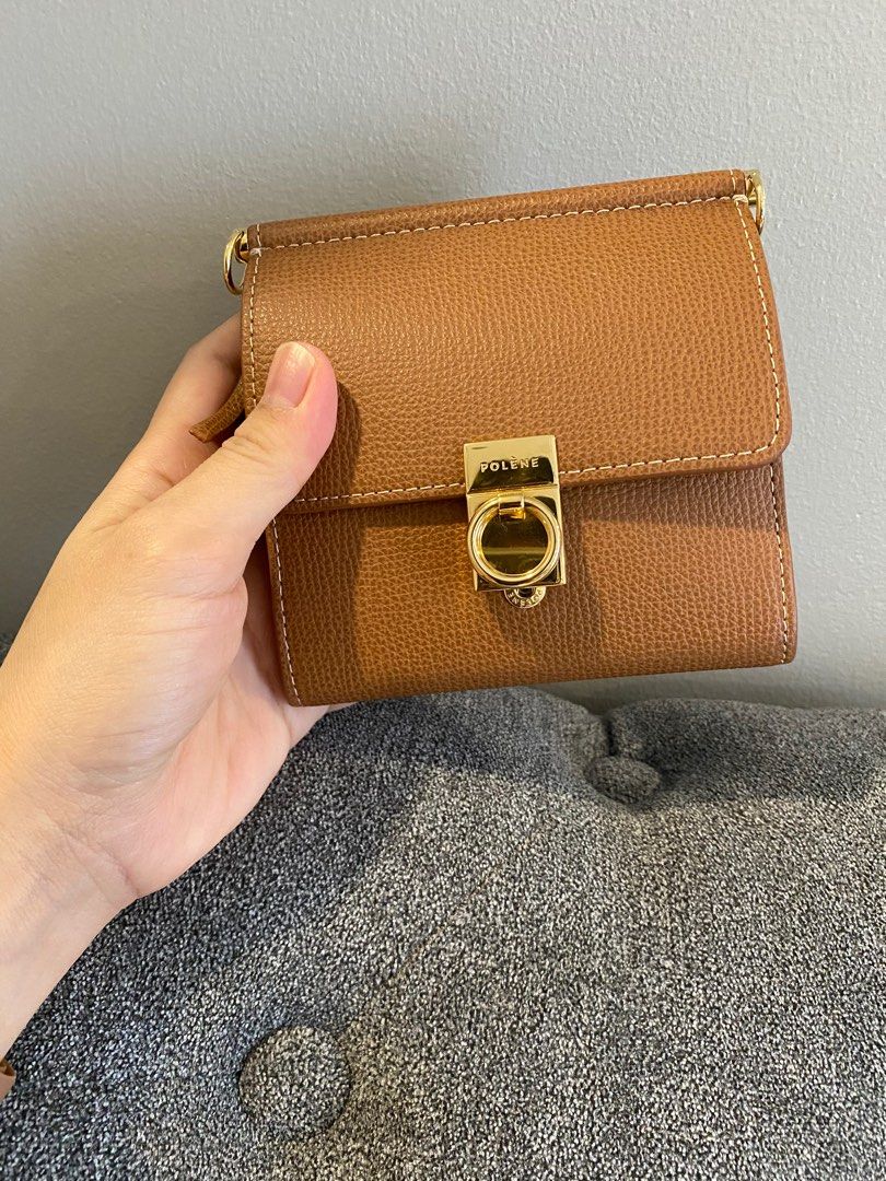Authentic Polene Numero Sept Crossbody Wallet in Camel, Luxury, Bags ...