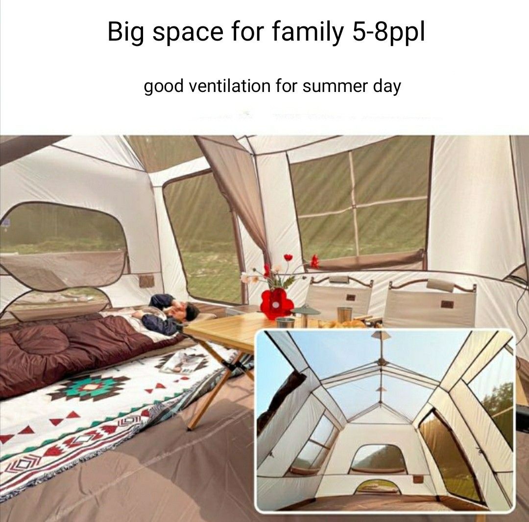 Ready stock Automatic big tent village 13 5-8ppl large tent, Sports ...