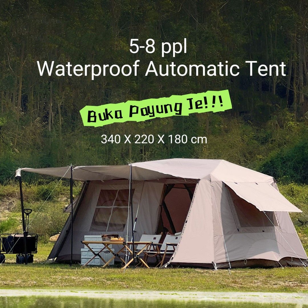 Ready stock Automatic big tent village 13 5-8ppl large tent, Sports ...