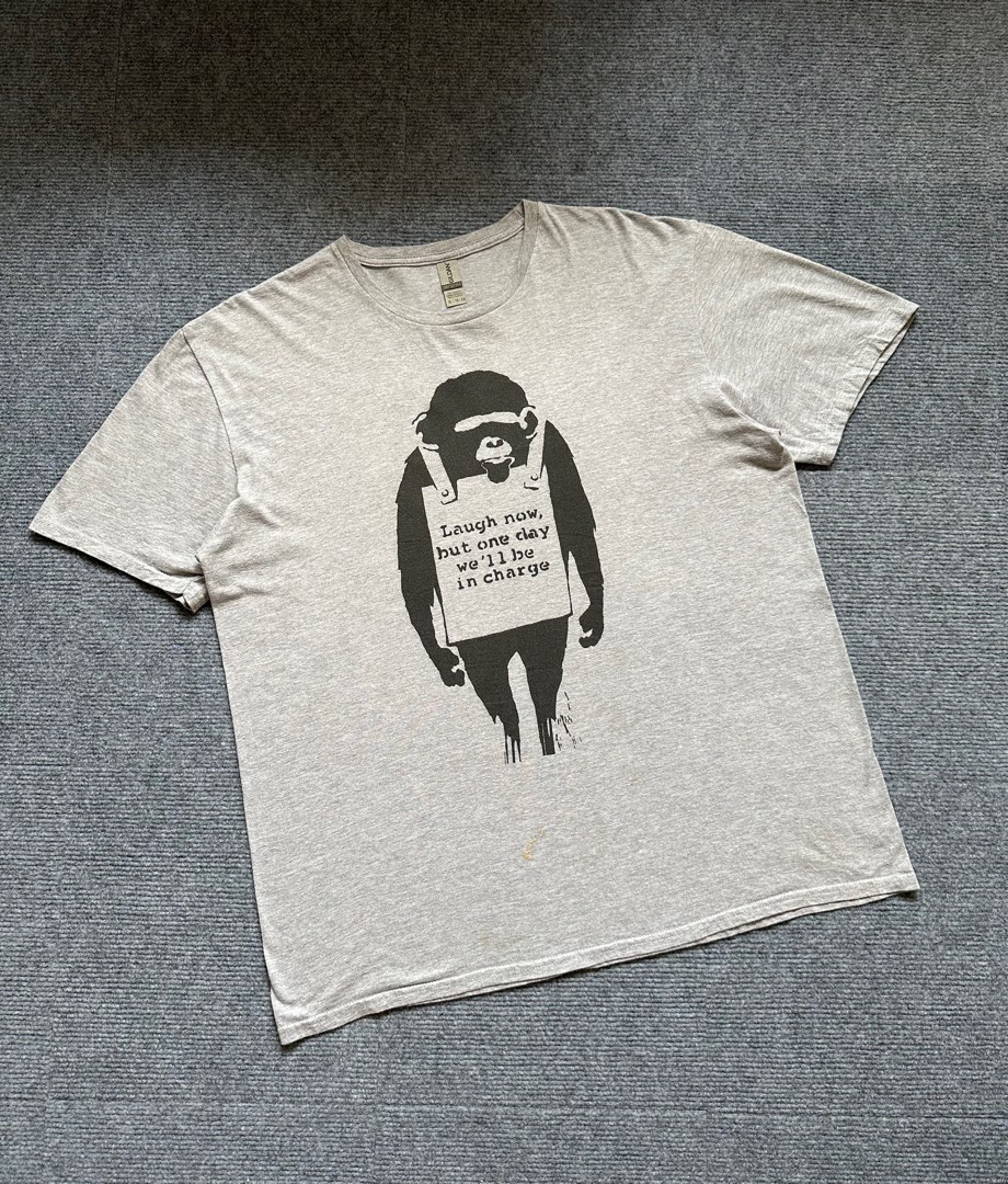 Banksy Tee, Men's Fashion, Tops & Sets, Tshirts & Polo Shirts on Carousell