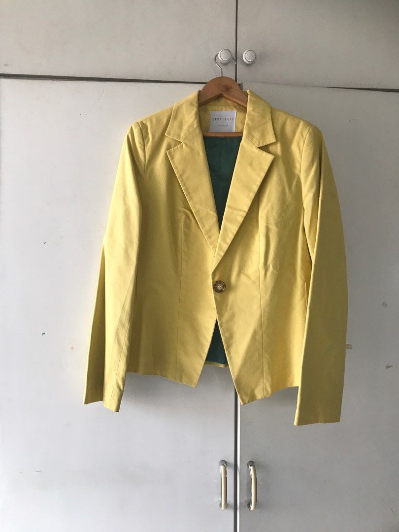 Black Shop Yellow Tailored Blazer, Women's Fashion, Coats, Jackets and ...