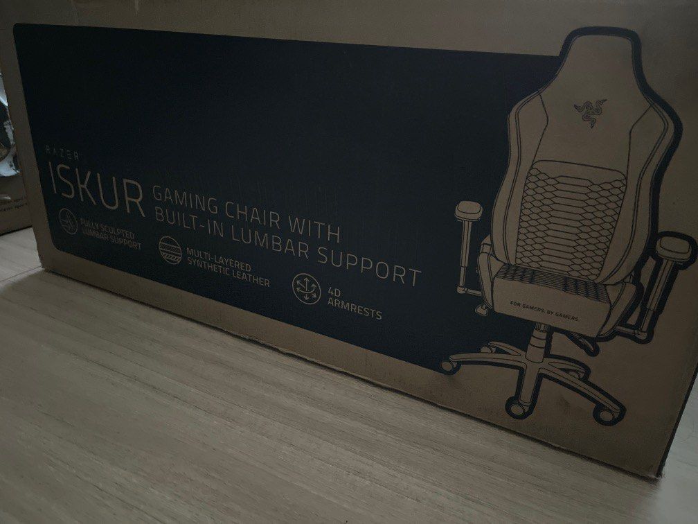 BNIB Razer Iskur Gaming Chair with Lumbar Support, Furniture & Home ...