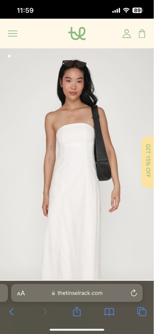 Brenda Linen Tube Padded Maxi Dress (White) | TINSEL RACK | BNWT, Women ...