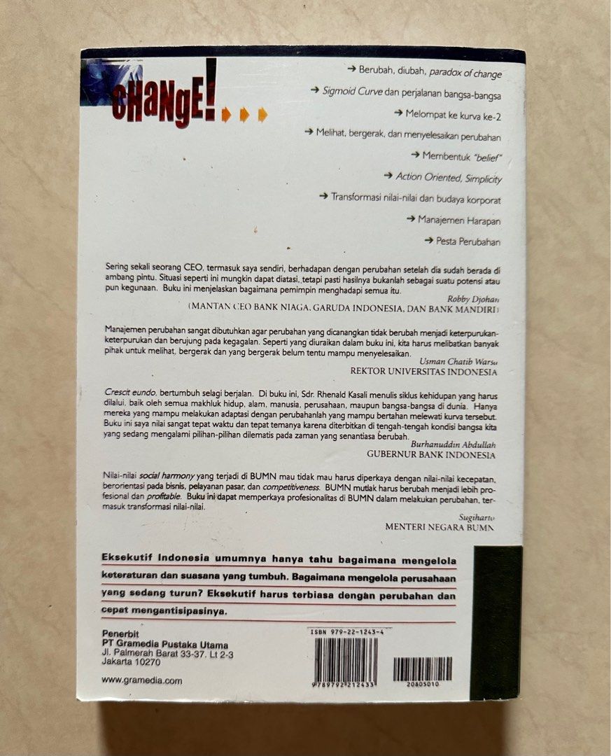 Buku Change Rhenald Kasali | Preloved Buku Change Rhenald Kasali, Buku ...