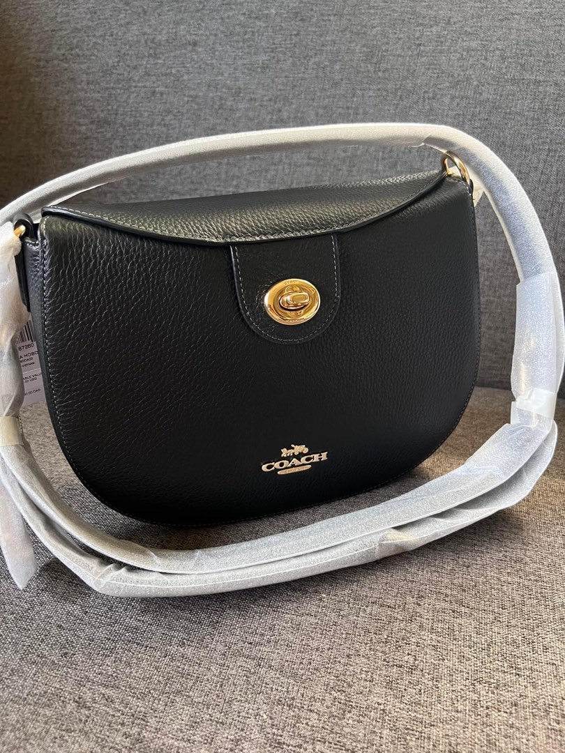 Coach Ella Hobo Xbody Pebbled Leather Black, Women's Fashion, Bags & Wallets, Cross-body Bags on ...