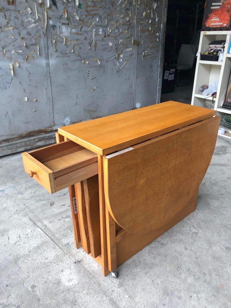 Danish folding table with drawer and folding chairs, Furniture & Home ...