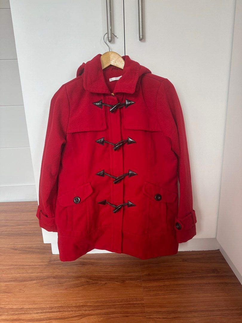 ️Sale ️Deep Red Duffle coat, Women's Fashion, Coats, Jackets and ...