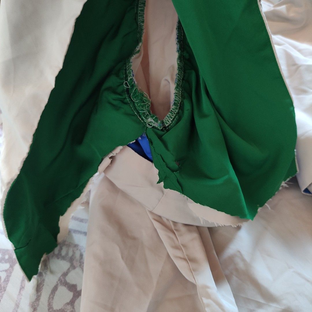 Designed by Maple Open Puff Sleeves Beige with Green and Blue Inner ...