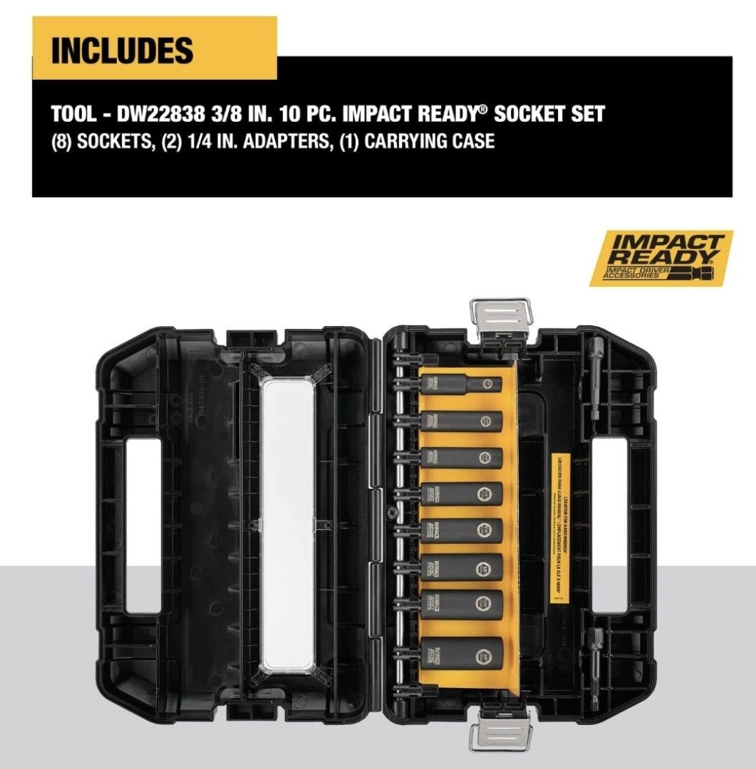 DeWALT DW22838 10-Piece Impact Ready Socket Set, Furniture & Home ...