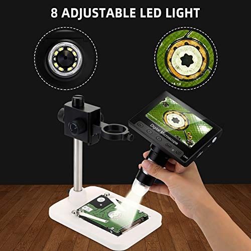 Digital Microscope, WADEO 1000X 4.3" LCD Display Electronic Video ...