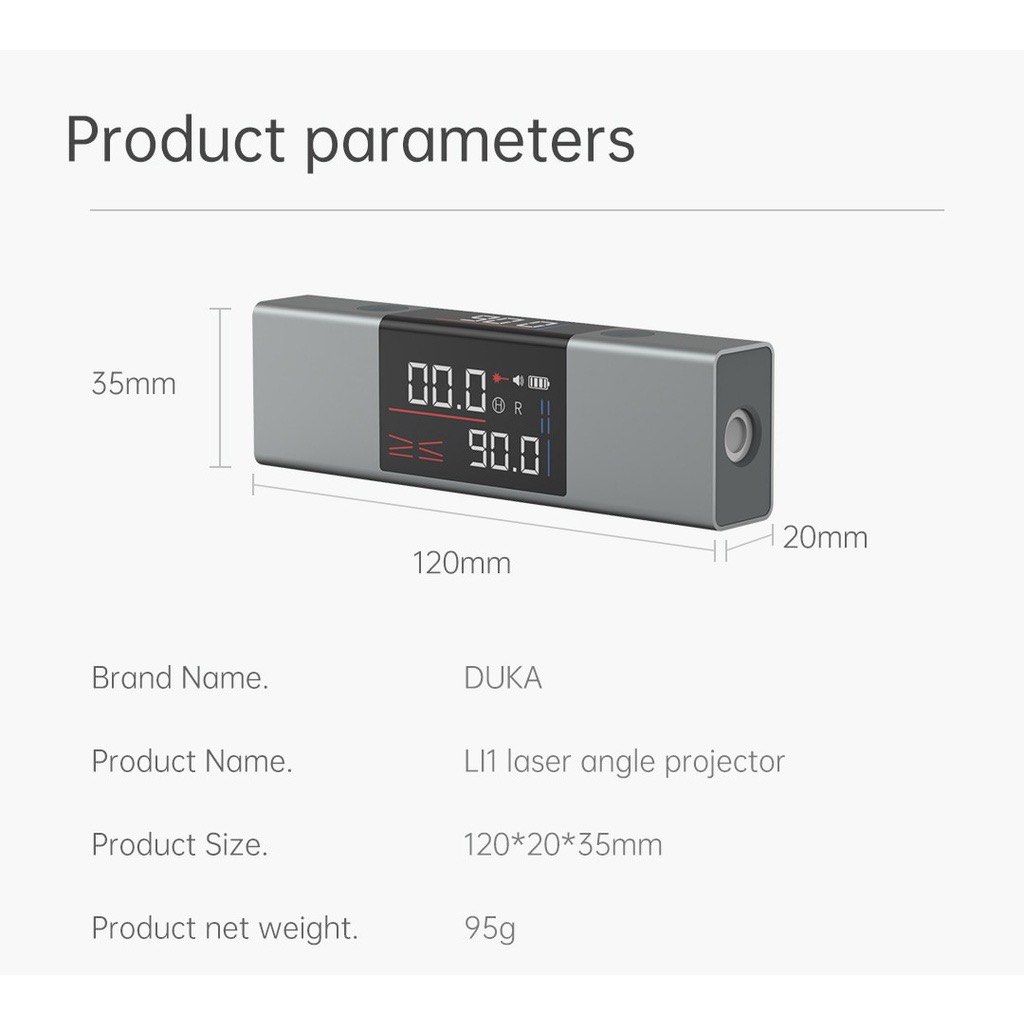 Duka Atuman Laser Casting Angle Meter LI 1 High Precision Type-c ...