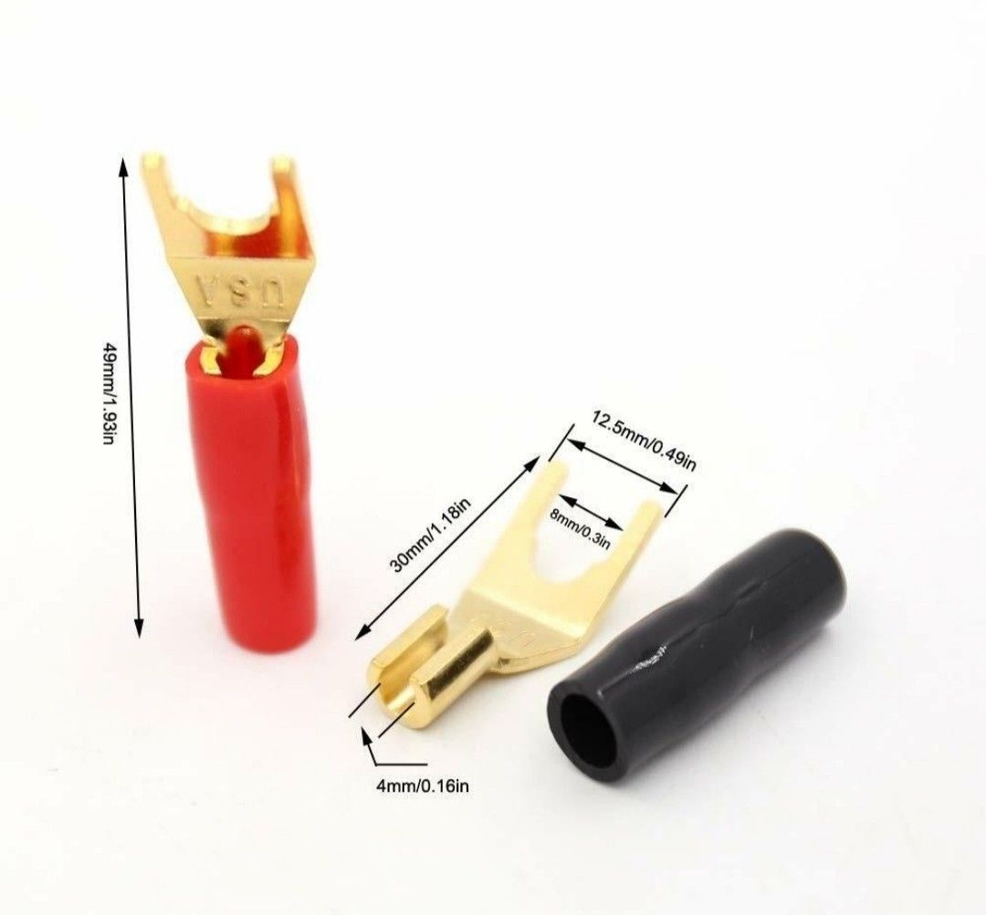 Full Solid Copper Alloy U Spade Plugs Connector , Gold plated, for your ...