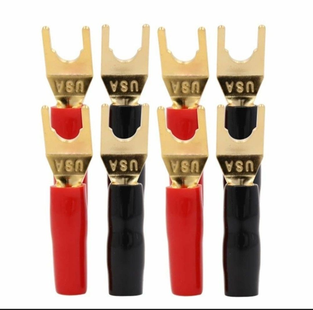 Full Solid Copper Alloy U Spade Plugs Connector , Gold plated, for your ...