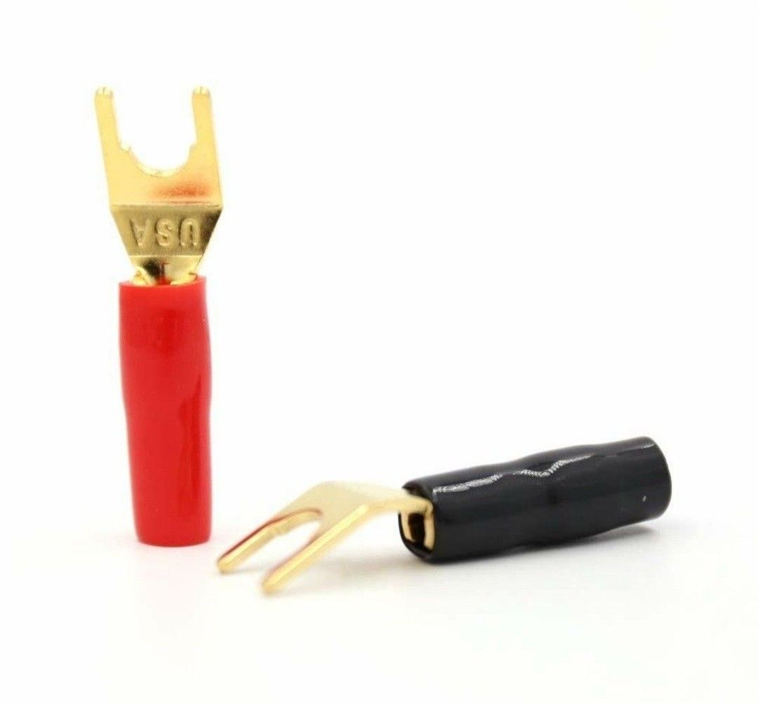 Full Solid Copper Alloy U Spade Plugs Connector , Gold plated, for your ...