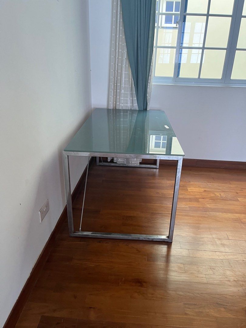 Glass Study/ Work Table, Furniture & Home Living, Furniture, Tables ...