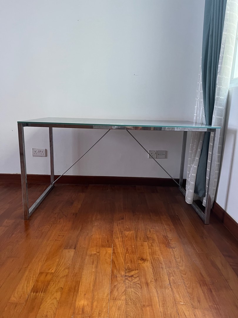 Glass Study/ Work Table, Furniture & Home Living, Furniture, Tables ...