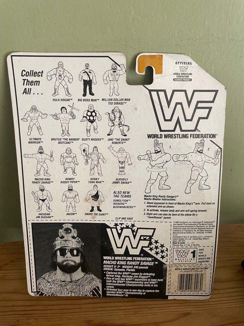 Hasbro MACHO King Randy Savage Figure 1991 Blue card WWF WWE Wrestling ...
