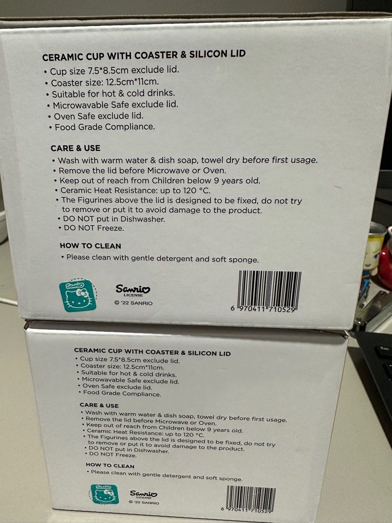 Hello Kitty Ceramic Cup & Silocon Lid, Furniture & Home Living ...