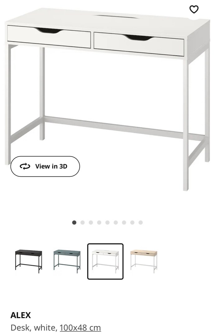 IKEA ALEX Study Table ( White) 100 x 48cm, Furniture & Home Living ...