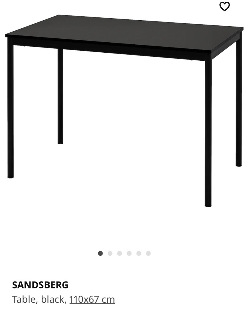 IKEA SANDSBERG Table (Black) 110 x 67cm, Furniture & Home Living ...