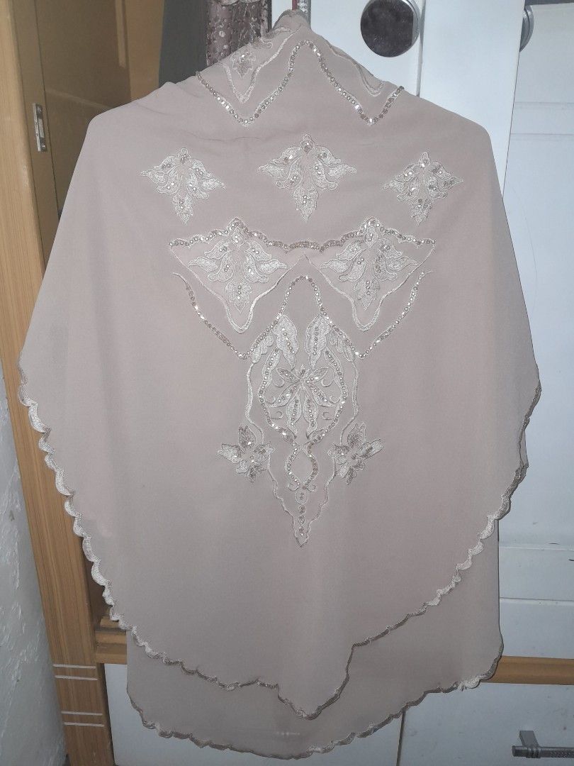 Khimar mewah model melayu, khimar pesta, khimar wisuda, khimar sultan ...